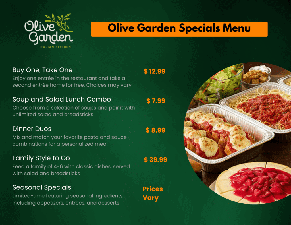 Olive Garden Specials Today [2 for $25 & More]